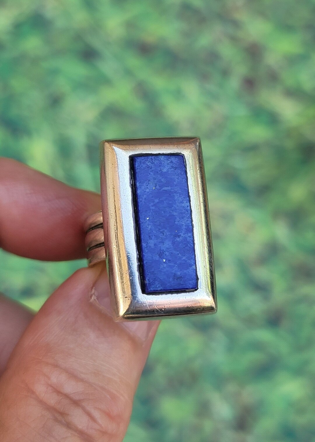 Large Lapis Bold Heavy 925 Sterling Silver Ring Size 6, Size 6 1/4 ...