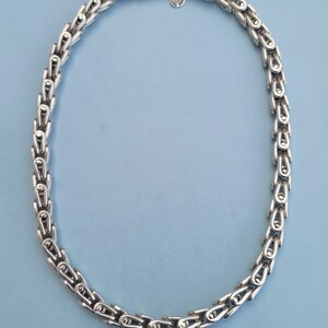 156 Grams Taxco Very Heavy Pinched Loop Link 925 Sterling Silver Chain ...