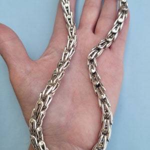 156 Grams Taxco Very Heavy Pinched Loop Link 925 Sterling Silver Chain ...