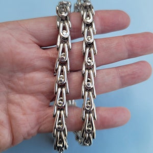 156 Grams Taxco Very Heavy Pinched Loop Link 925 Sterling Silver Chain ...