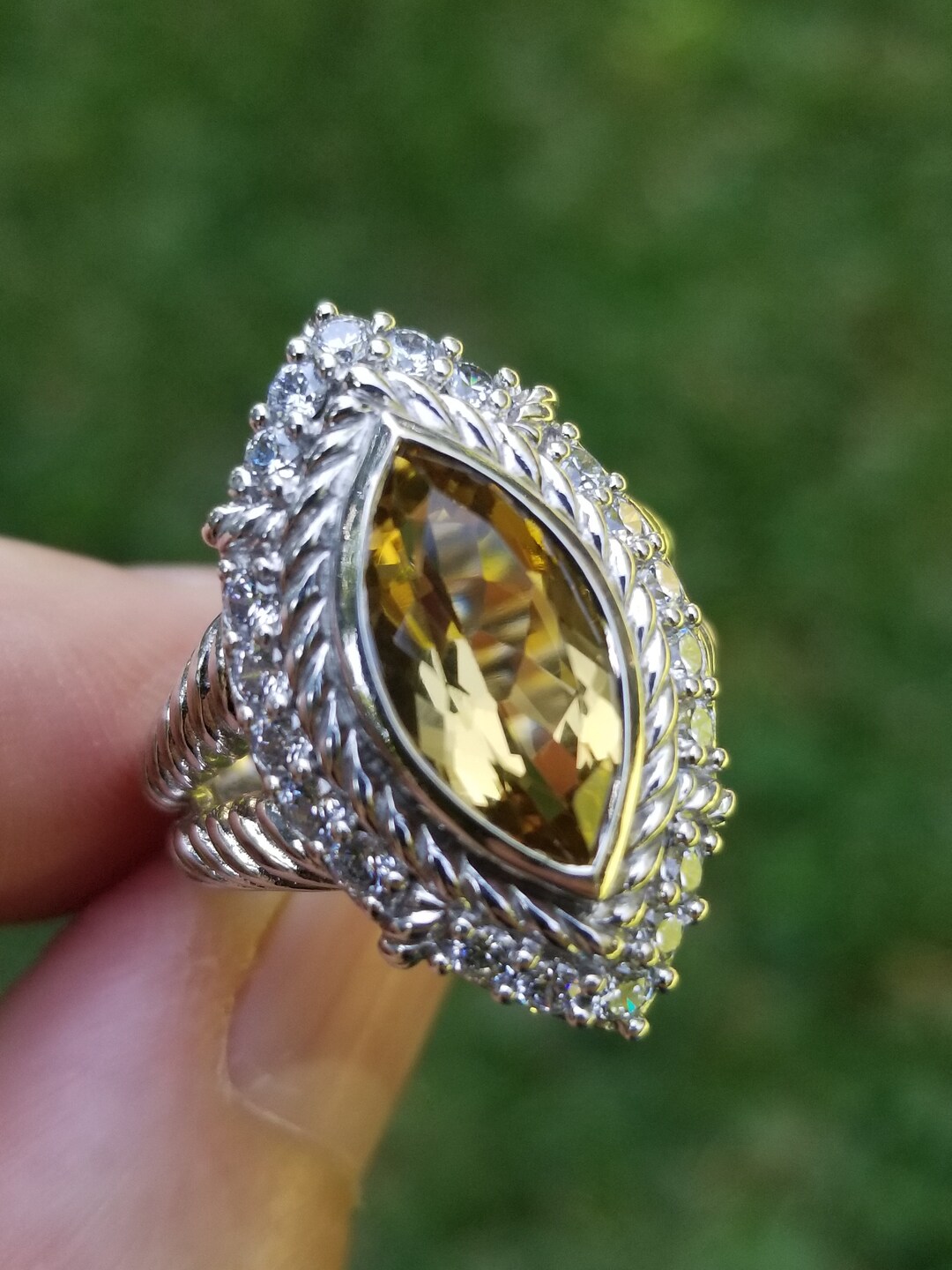 Judith Ripka Citrine Sterling Silver Ring Size 6, Size 5 3/4, Size 5 1/ ...