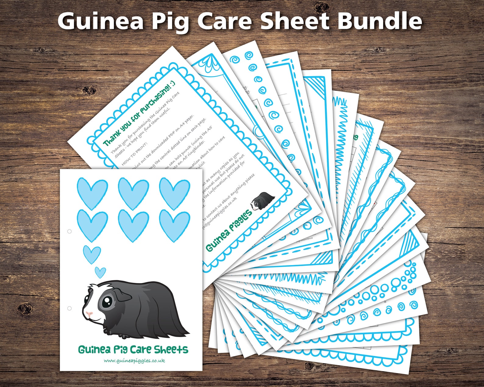 Guinea Pig Care Sheets Bundle Printable Checklists Charts & | Etsy