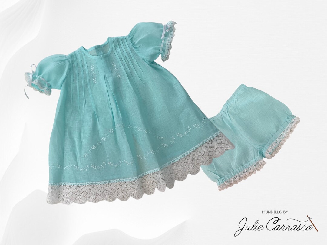 Handmade/bobbin Lace/ Mundillo/ Hand Embroidery /baby Girl Dress Set ...