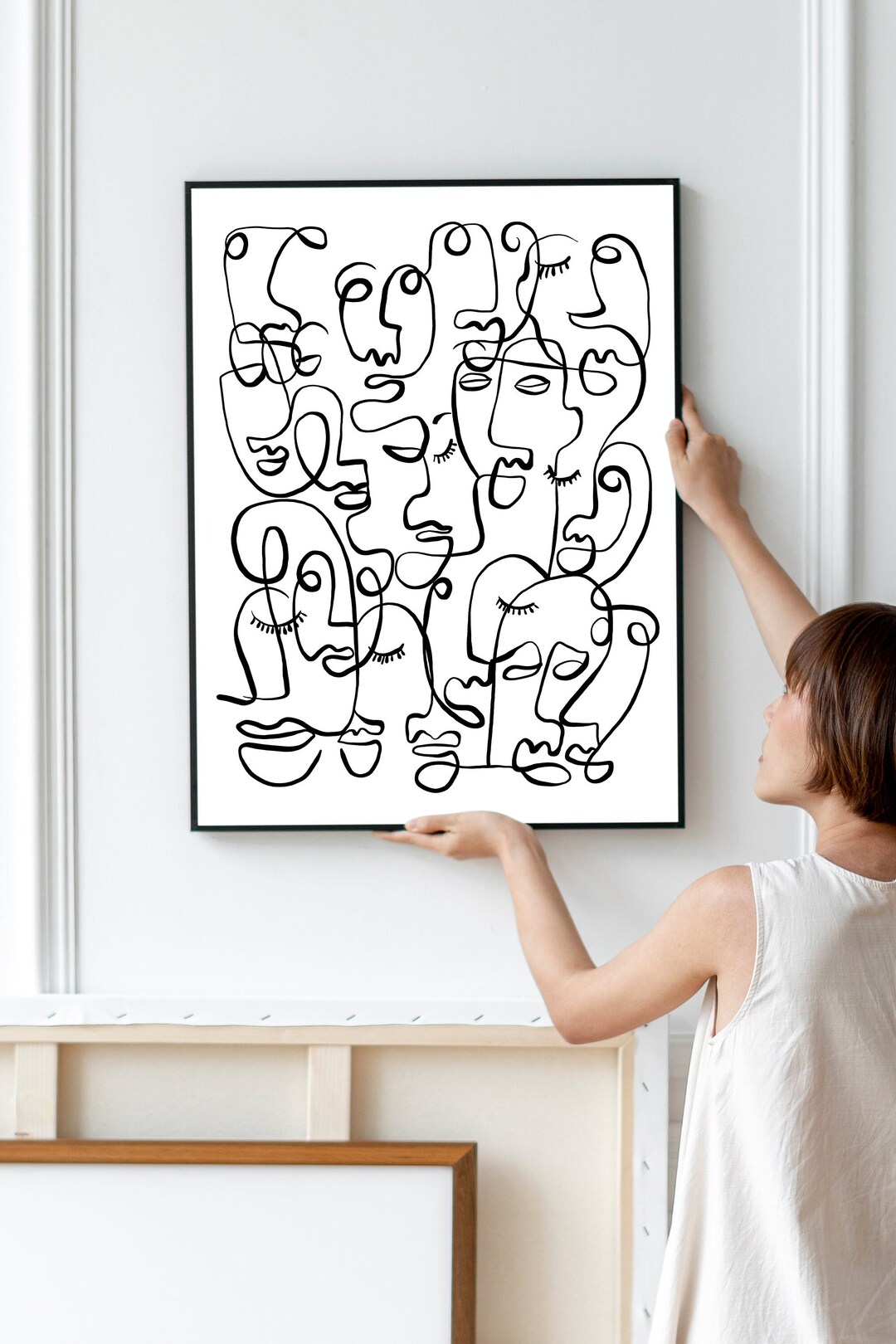 Faces Line Drawing, Abstract People, Abstract Faces, Modern Print ...