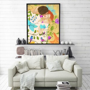 Downloadable Digital Print, Lovers Print, Inspired by the Kiss by Klimt ...