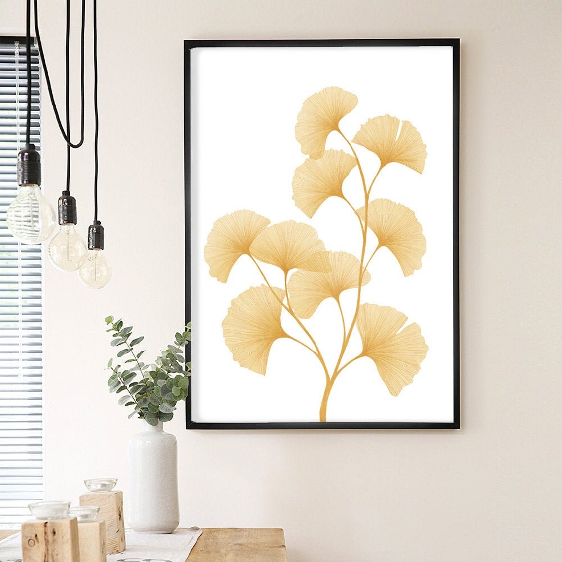 Downloadable Digital Print Ginkgo Leaf Print Wall Art. Black - Etsy