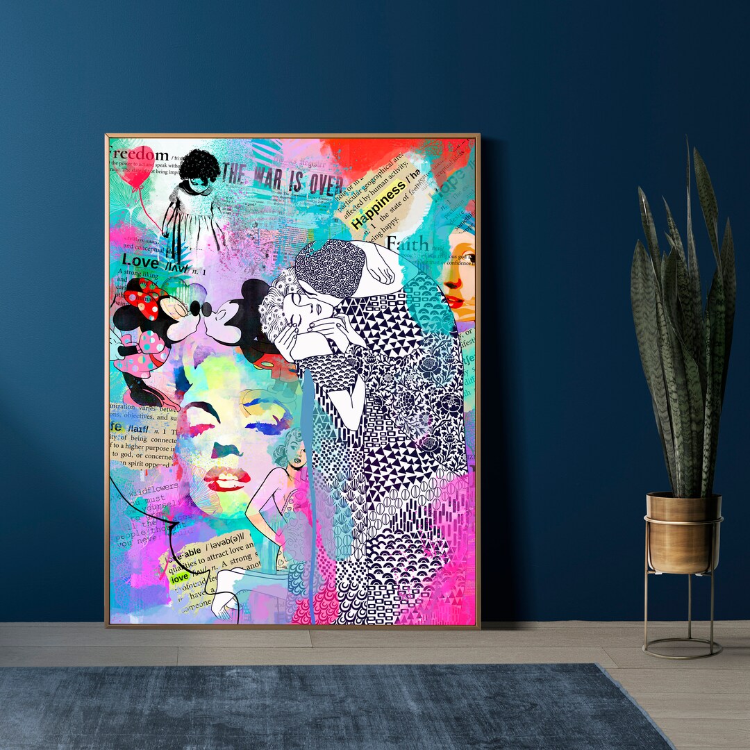 The Kiss, Klimt Inspired, Banksy Style Poster, Street Art, Graffiti ...