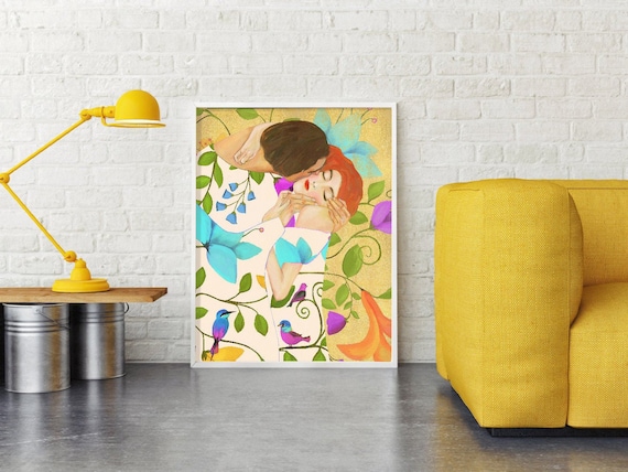 Downloadable Digital Print Lovers Print Inspired by The Kiss | Etsy