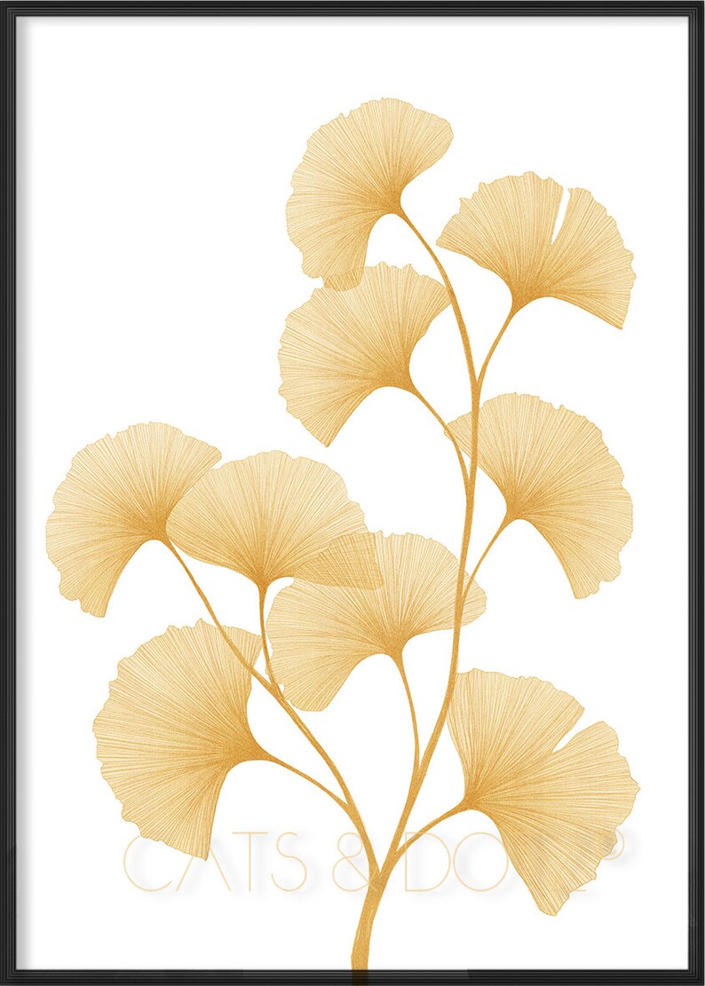 Downloadable Digital Print Ginkgo Leaf Print Wall Art. Black - Etsy