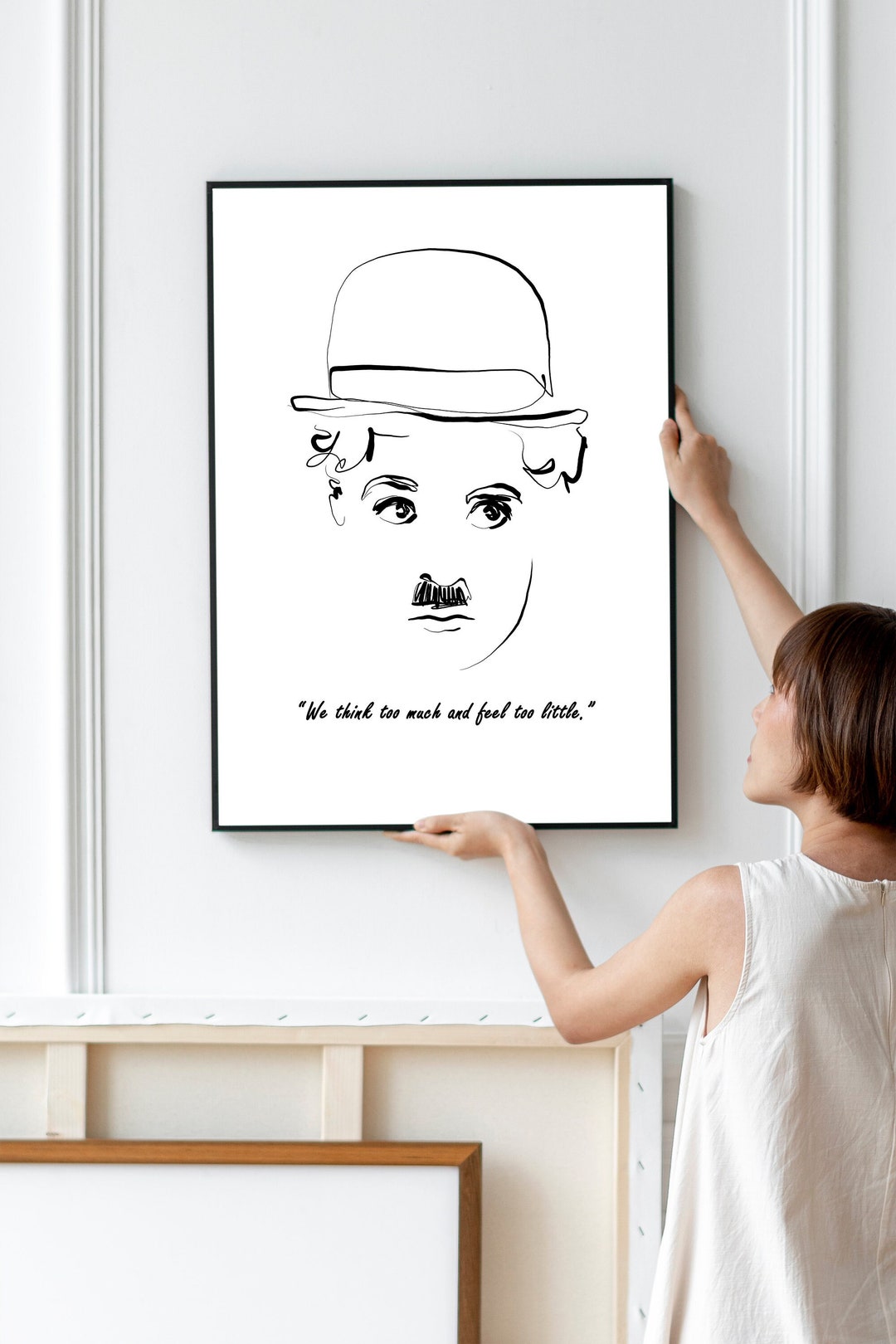 Downloadable Digital Print, Charlie Line Drawing, the Tramp, Line Art ...