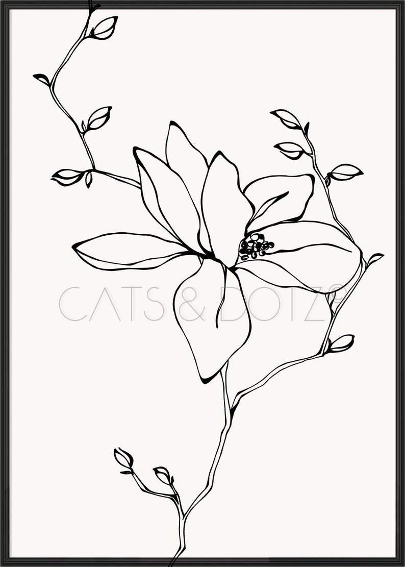 Three Piece Downloadable Digital Prints Magnolia Drawings - Etsy