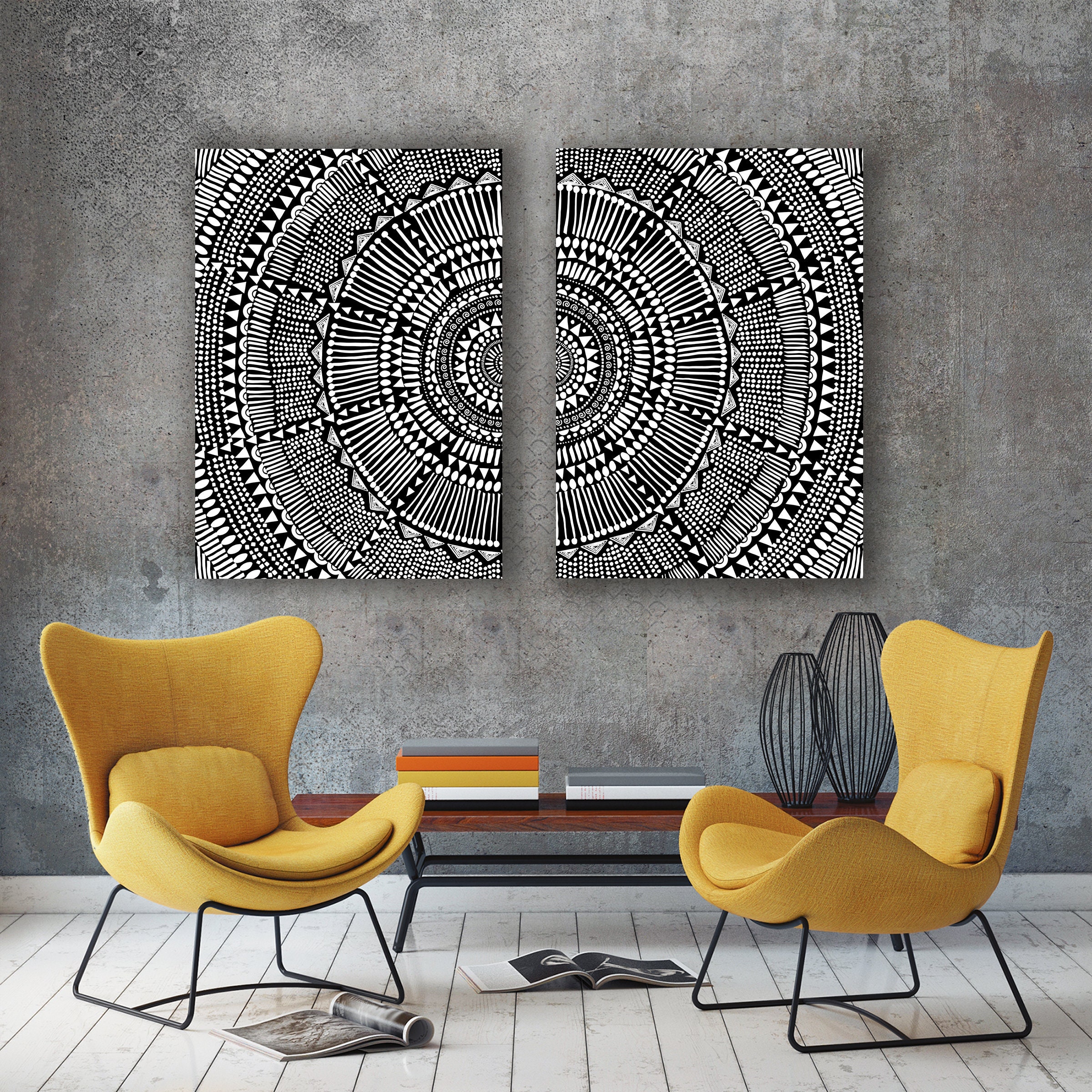 Two Piece Downloadable Tribal Abstract Prints Modern Room | Etsy