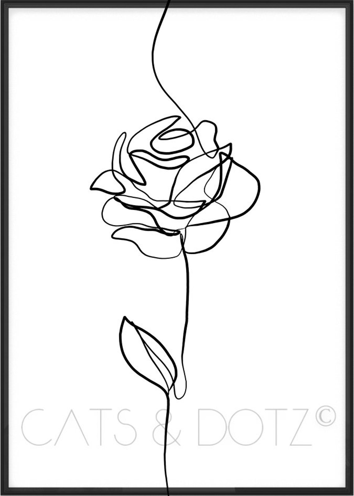 Downloadable Digital Print Line Drawing Flower Print Rose - Etsy