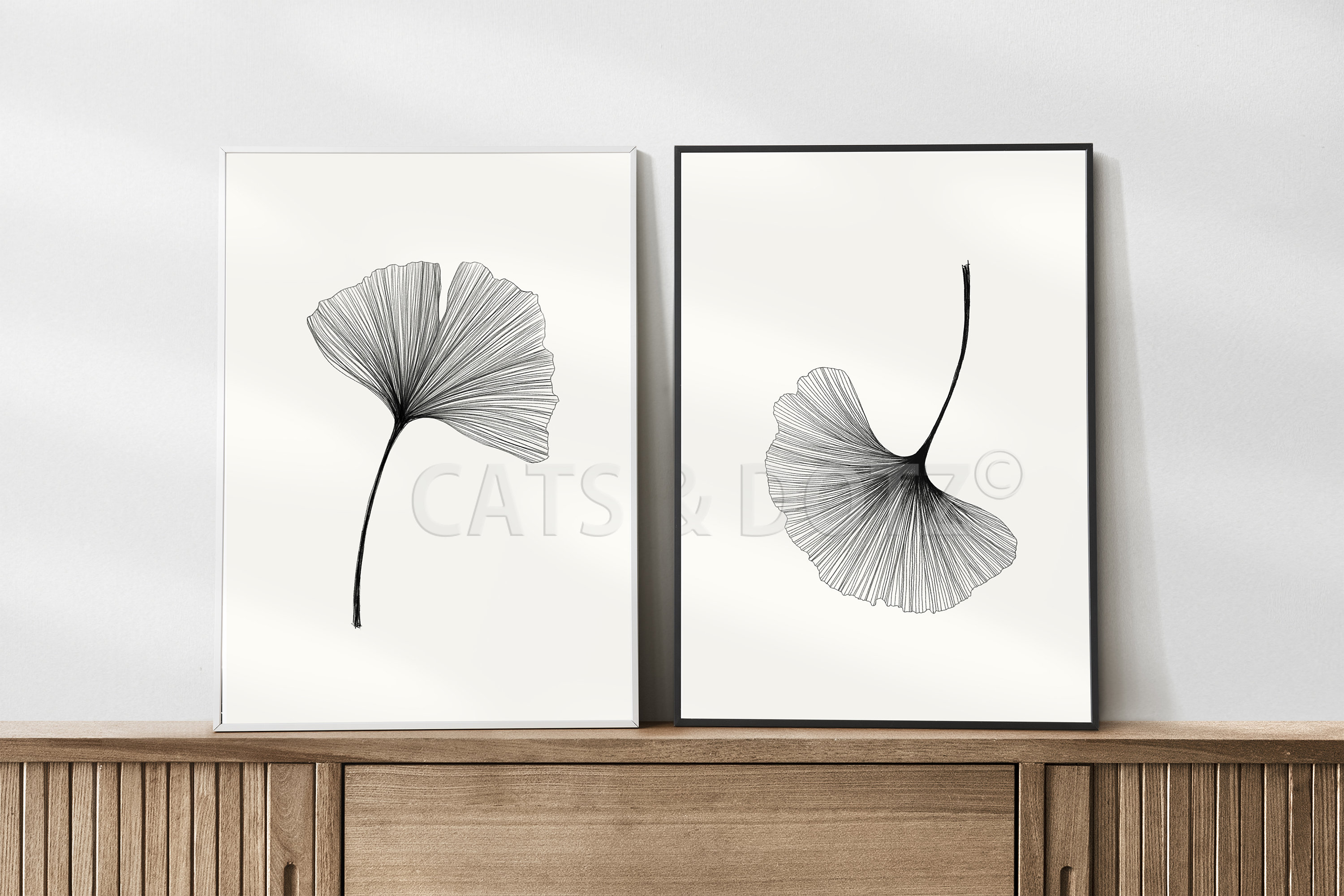 Two Piece Downloadable Digital Print Ginkgo Leaf Print Wall - Etsy