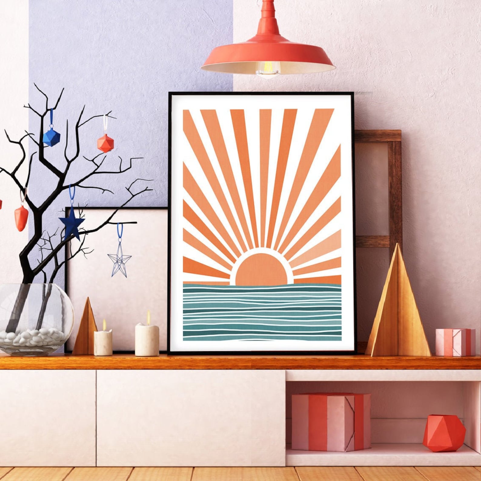 Digital Downloadable Print Half-sun Shape Print Modern Room | Etsy