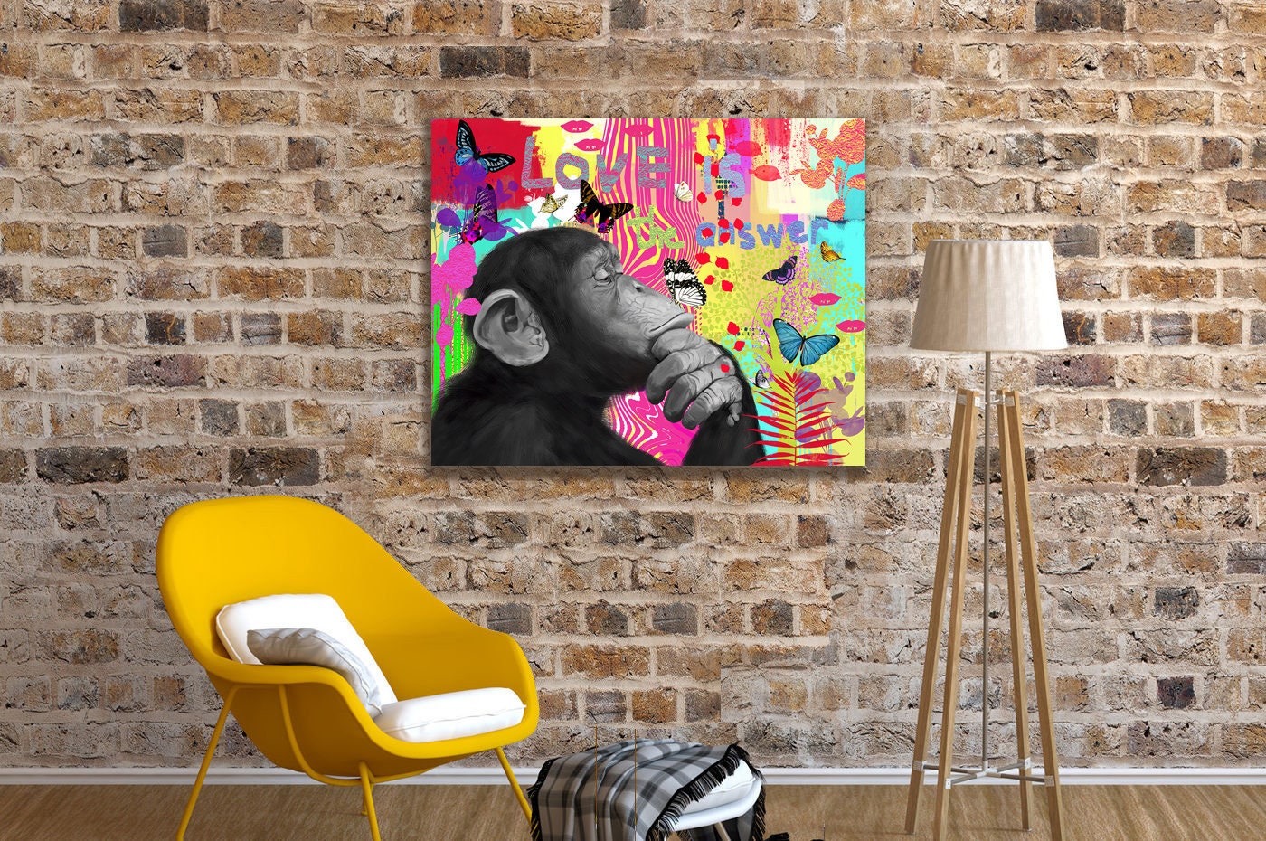 Downloadable Digital Print Monkey abstract Kids art Love | Etsy