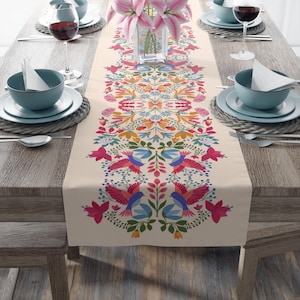 Table Runner, Mexican, Otomi Table Runner, Mexican Décor, Colorful Table Tunner, Floral Table ...