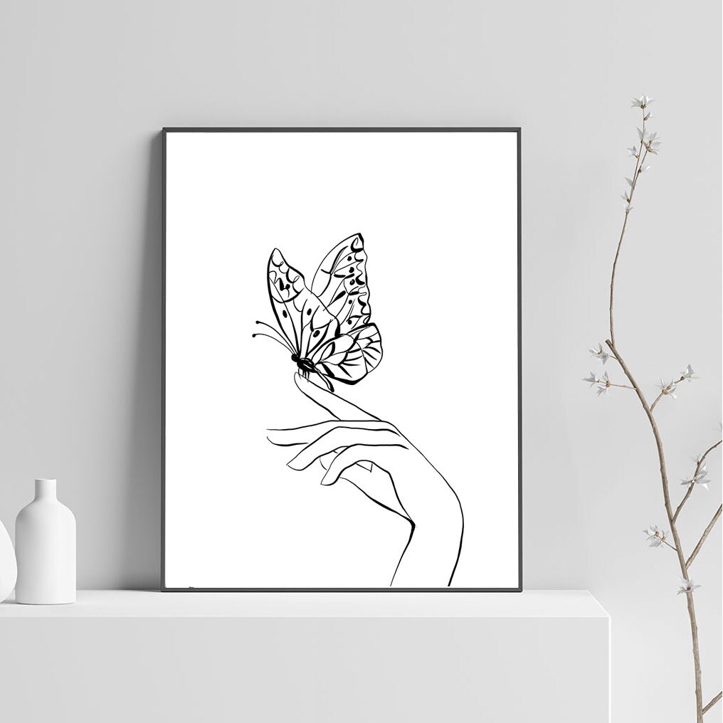 Downloadable Digital Print Butterfly print Hand Modern | Etsy