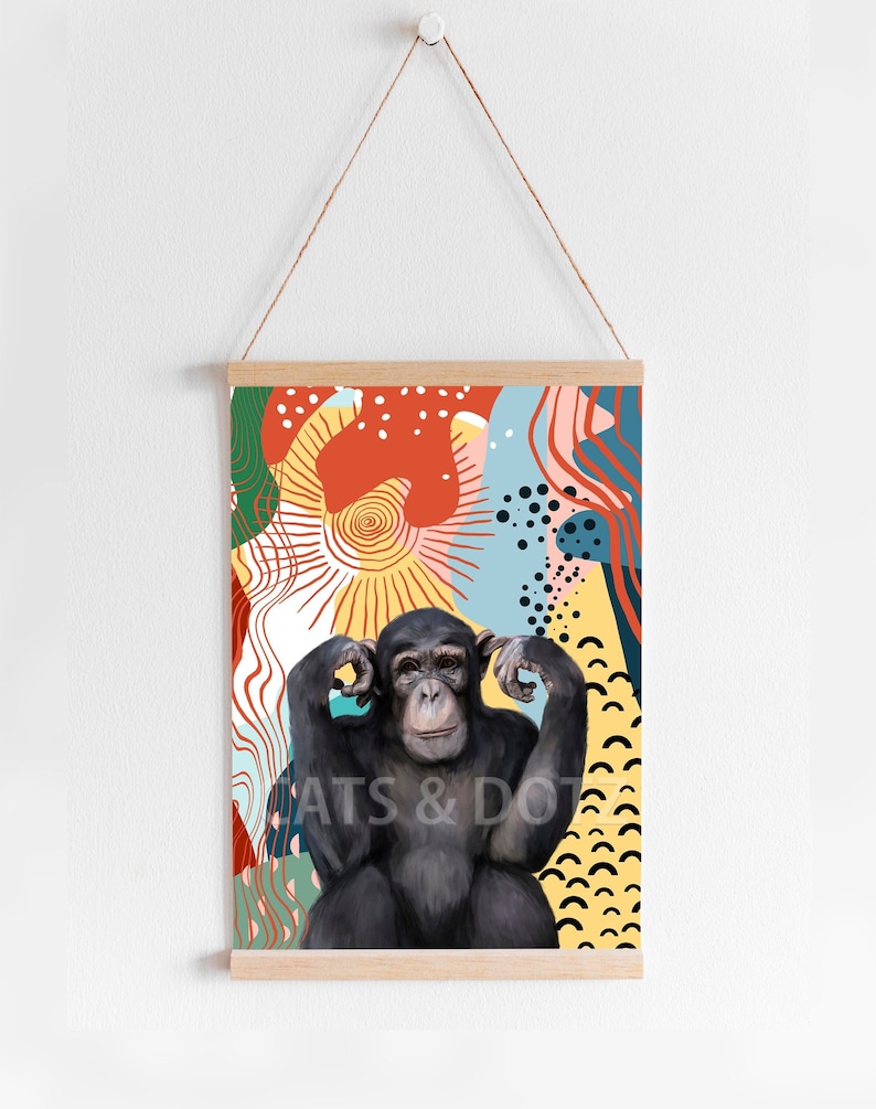 Colorful Chimp Art Print, Modern Banksy Style (digital Download) - Etsy