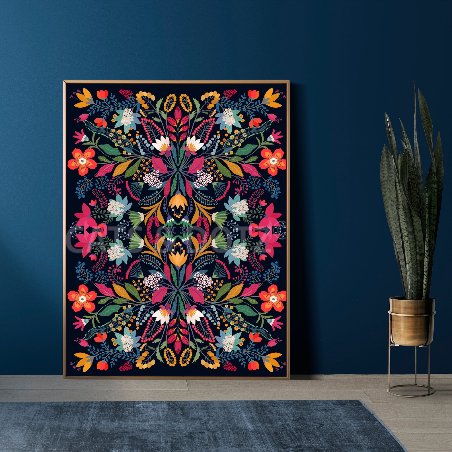 Floral Otomi Art Print, Mexican Wall Decor (digital Download) - Etsy