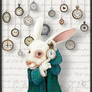 White Rabbit Poster, Downloadable Digital Print, Alice in Wonderland ...