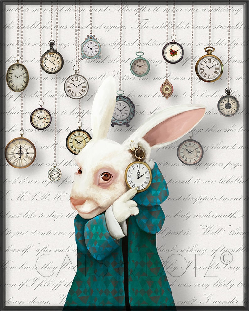 White Rabbit Poster Downloadable Digital Print Alice in - Etsy