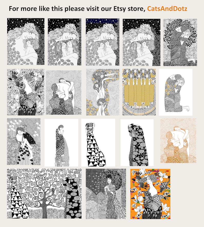 Mother and Child Line Art Print, Klimt Inspired, Nursery Decor, Mother ...