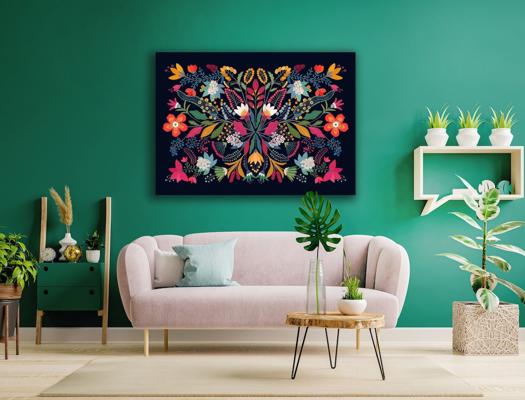 Floral Otomi Art Print, Mexican Wall Decor (digital Download) - Etsy