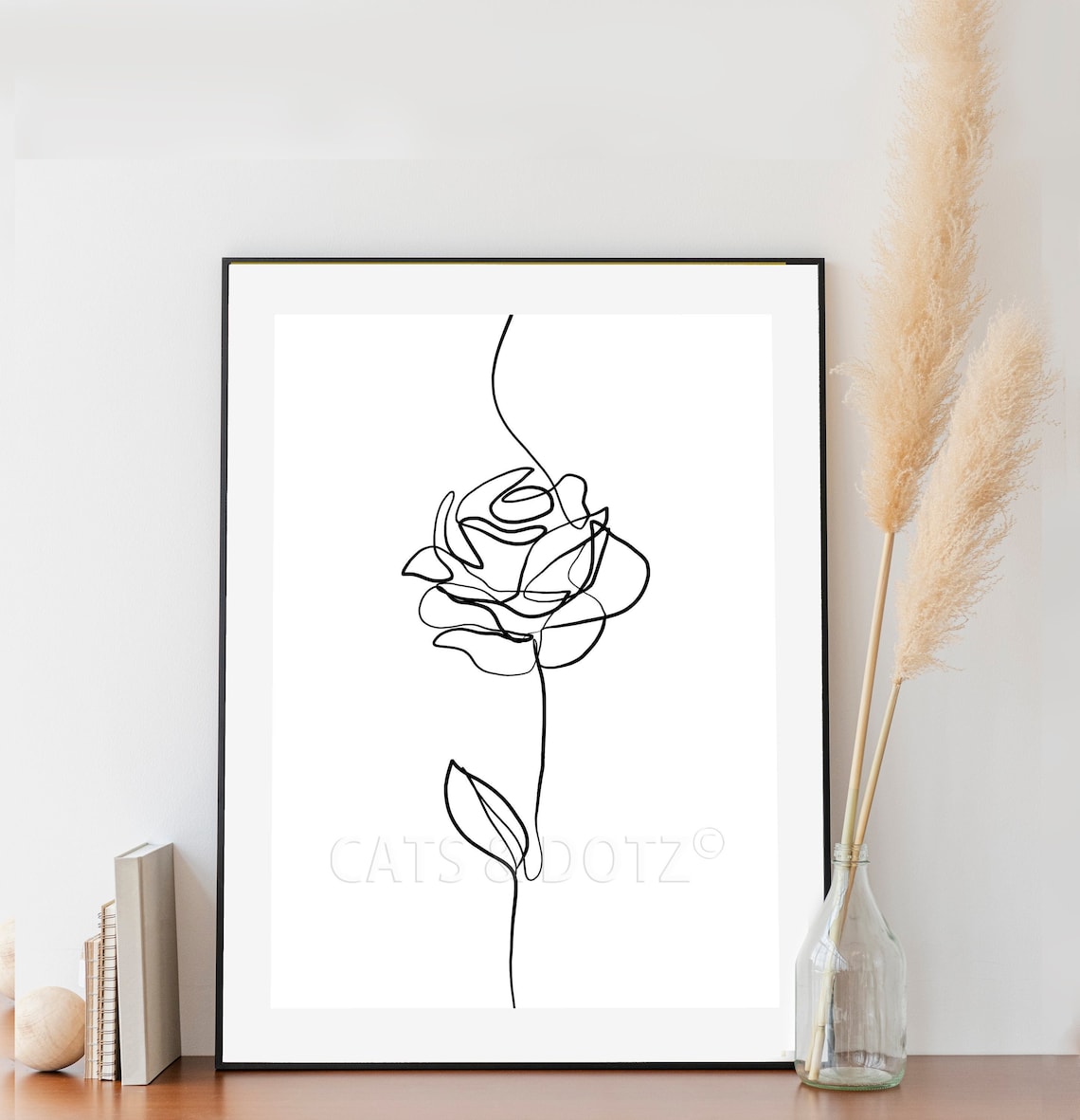 Downloadable Digital Print Line Drawing Flower Print Rose - Etsy