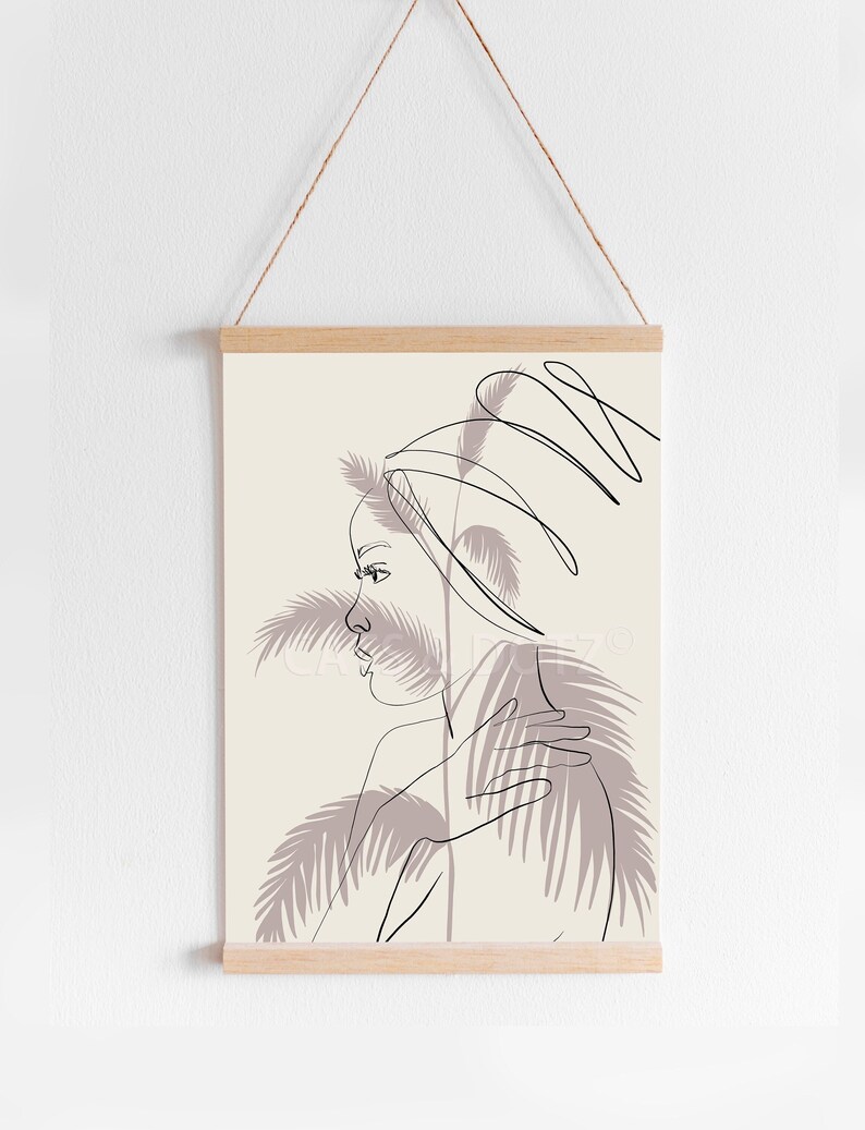 Downloadable Digital Print Boho Woman Line Drawing Bohemian - Etsy