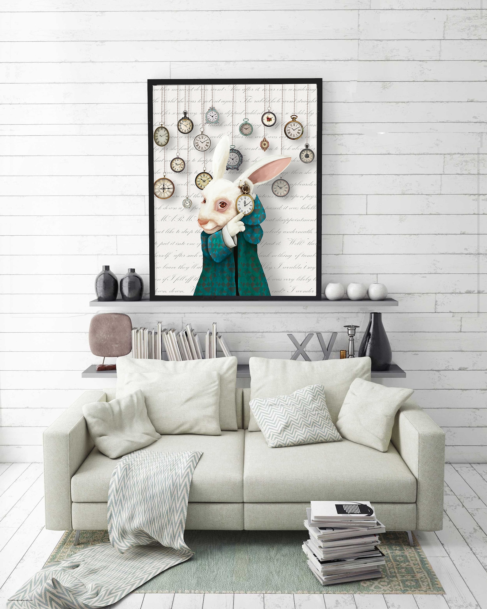 White Rabbit Poster Downloadable Digital Print Alice in - Etsy