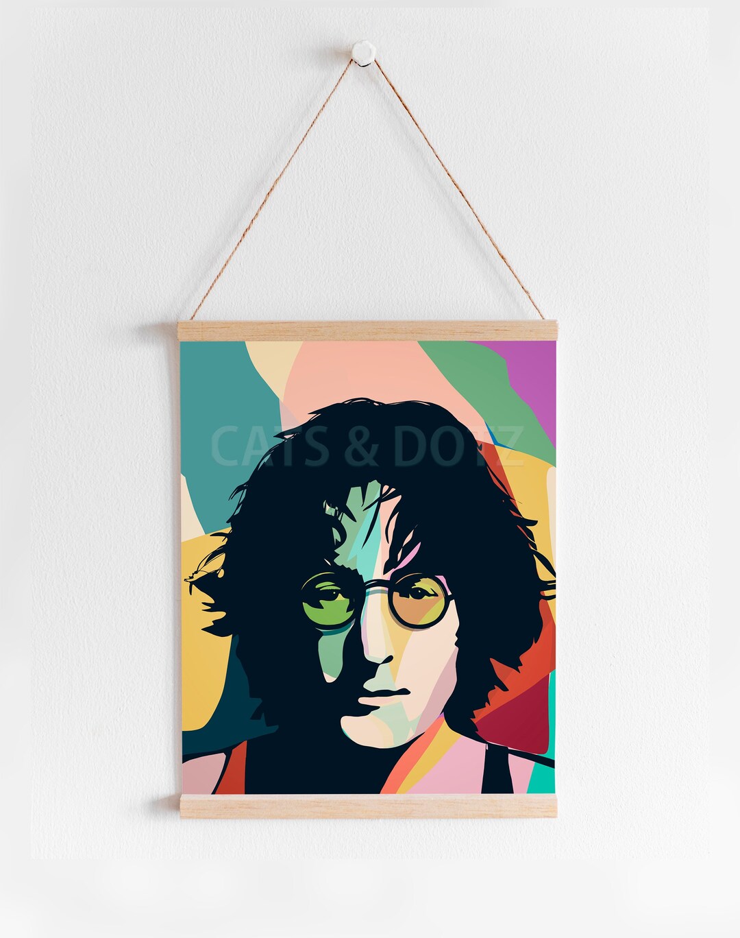 Music Icon Portrait, Abstract Pop Art Print, Imagine John (digital ...