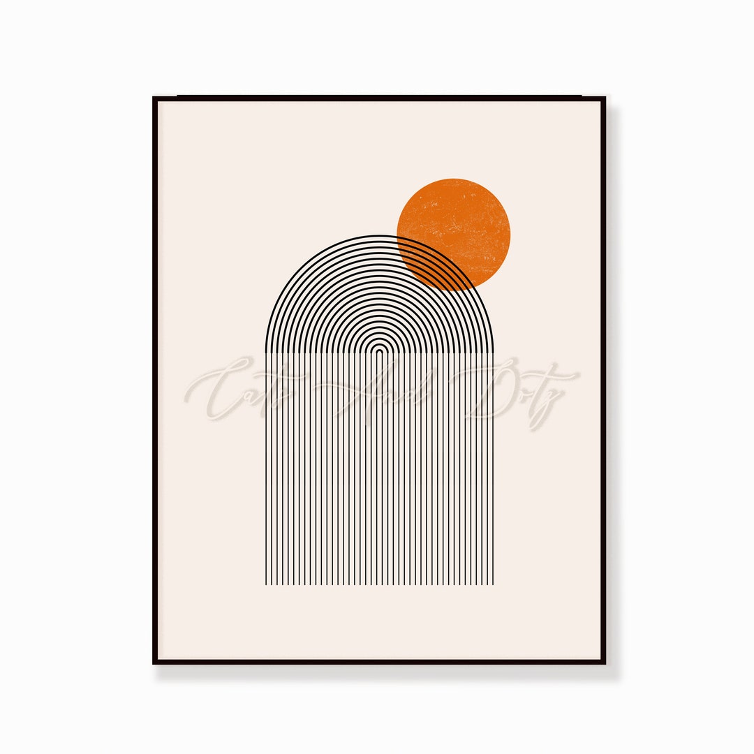 Printable Mid Century Modern Wall Art, Sun and Rainbow, Bohemian ...