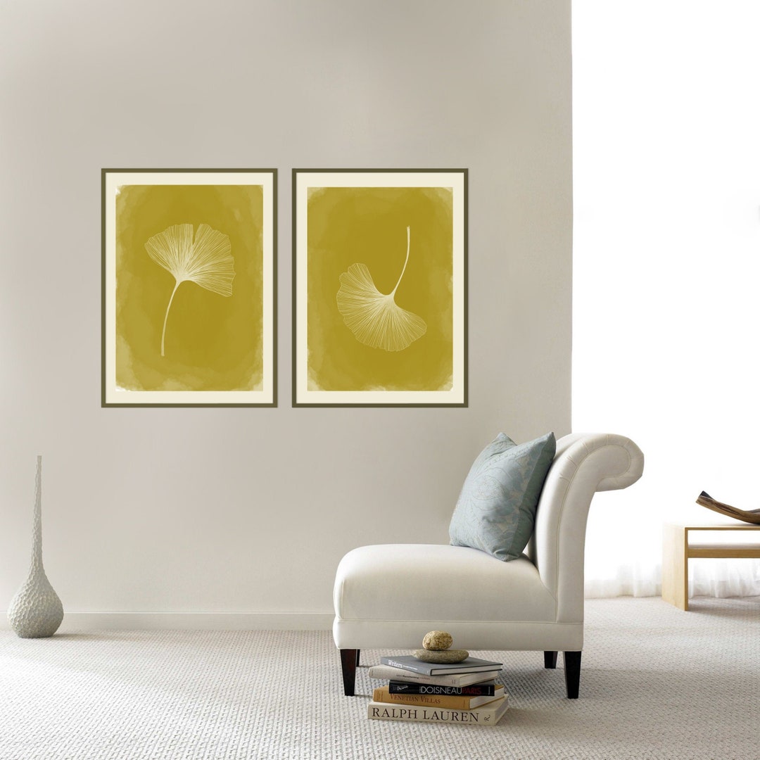 2 Piece Downloadable Digital Print, Ginkgo Leaf Print, Wall Art ...