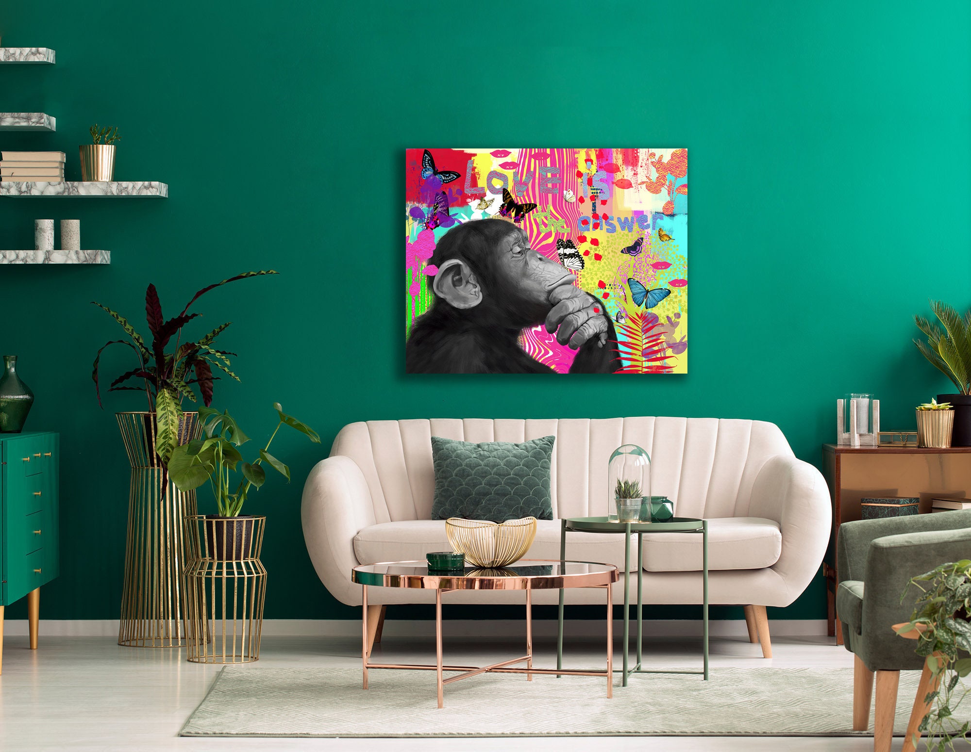 Downloadable Digital Print Monkey abstract Kids art Love | Etsy