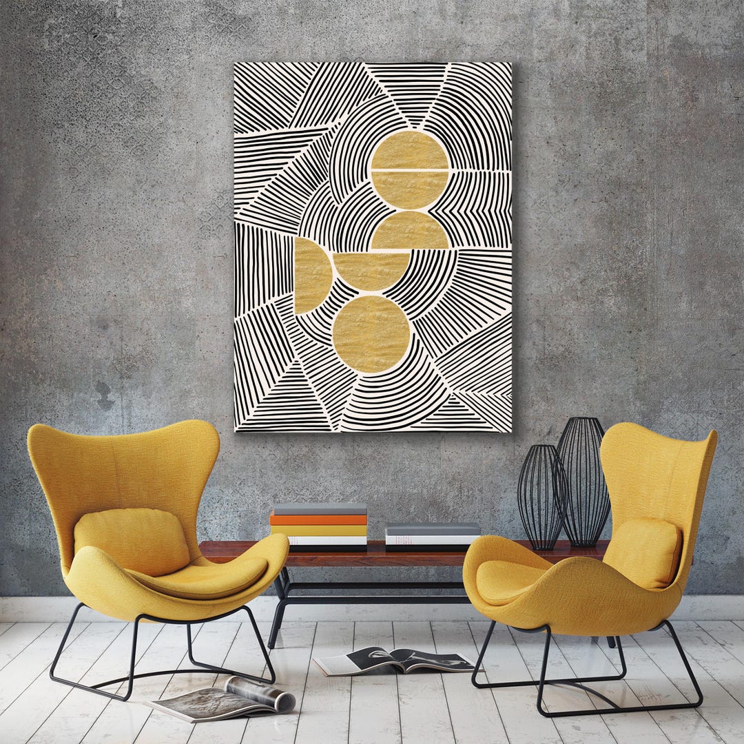 Golden Echoes, Tribal Geometry, Tribal Mid-century, Geometric Art ...