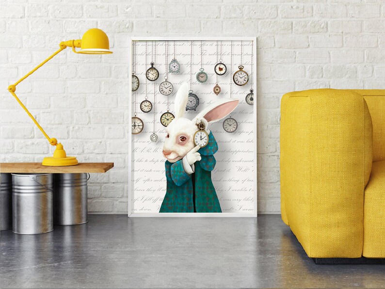 White Rabbit Poster Downloadable Digital Print Alice in - Etsy