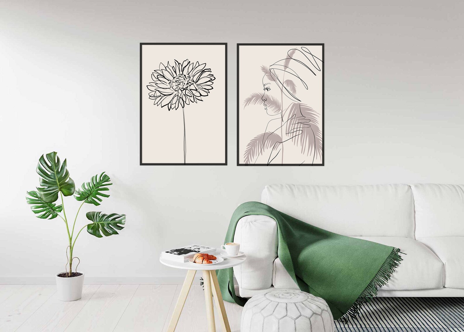 Downloadable Digital Print Boho Woman Line Drawing Bohemian - Etsy