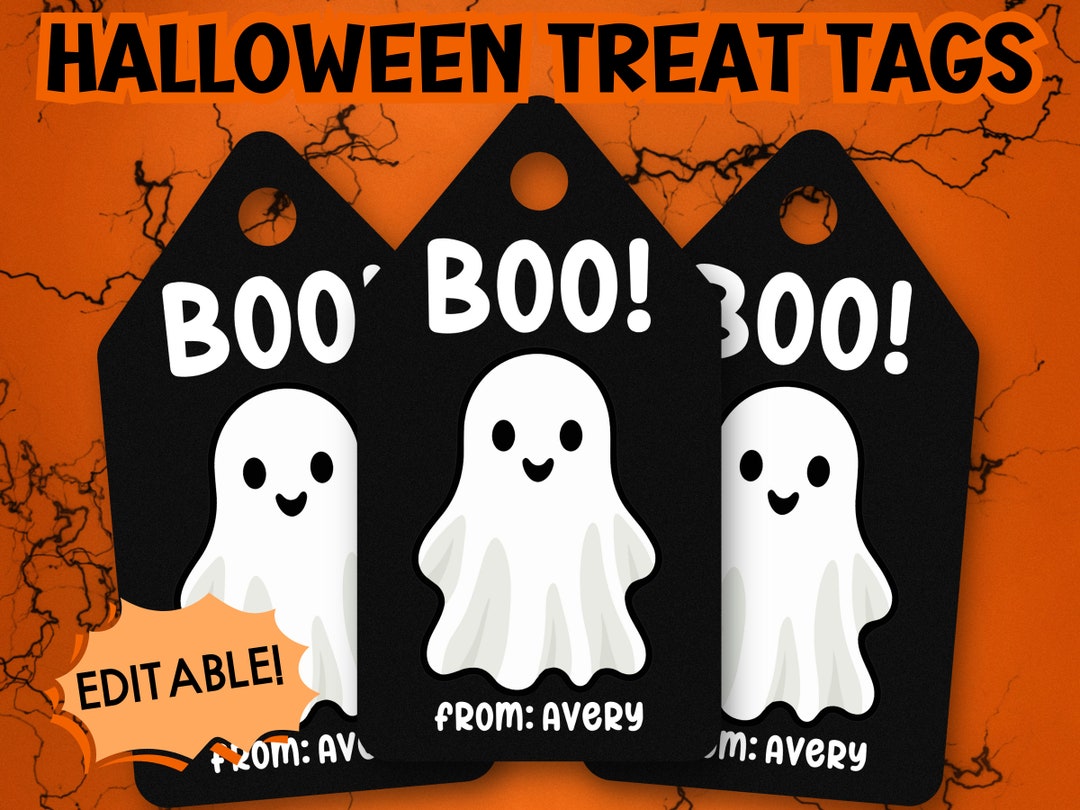 Ghost Boo Printable Editable Halloween Tag | Treat Bag Tag | Gift Tag ...