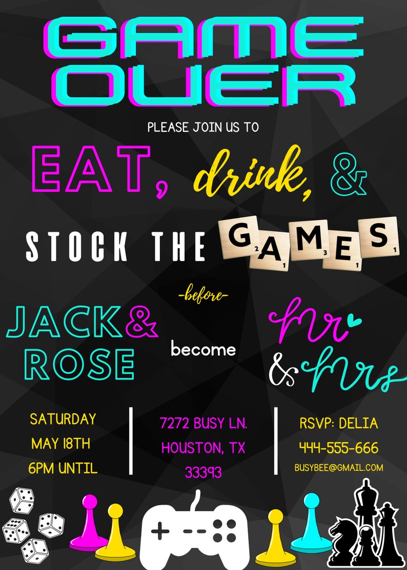 Game Themed Couples Shower Invitation | Board Game Invitation - Etsy