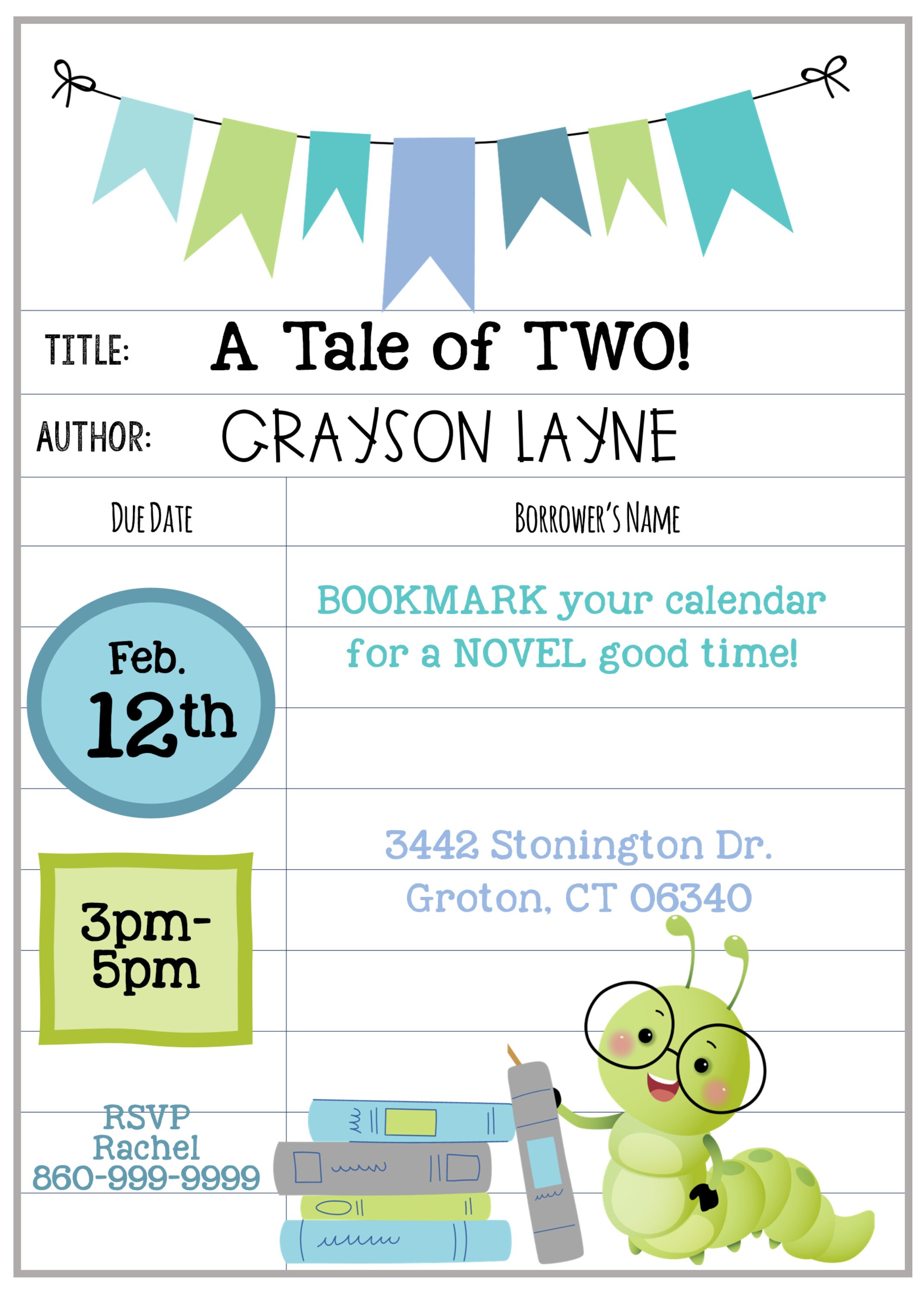 Bookworm Birthday Invitation | Book Party | Storytime Invitation ...