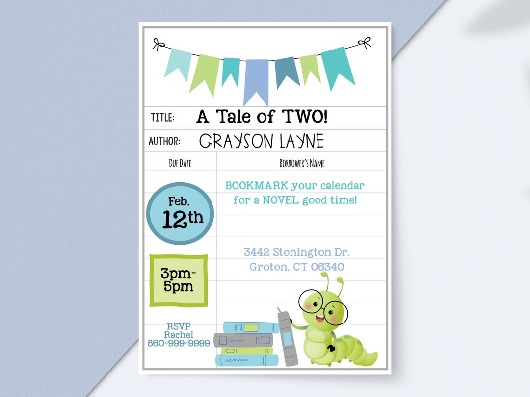 Bookworm Birthday Invitation | Book Party | Storytime Invitation ...