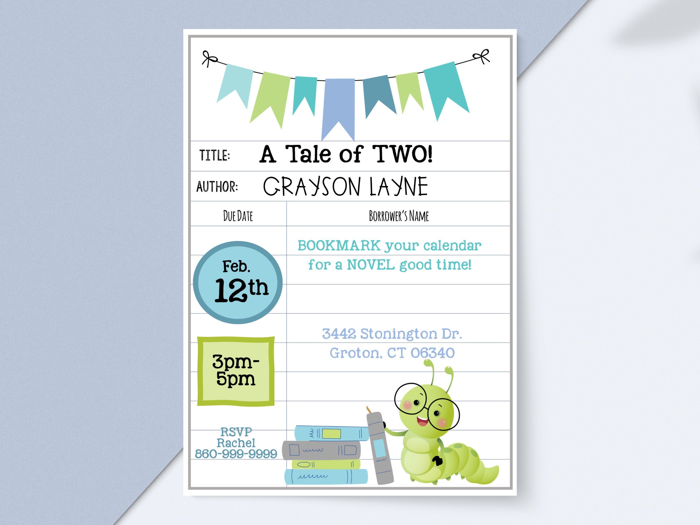 Bookworm Birthday Invitation | Book Party | Storytime Invitation ...