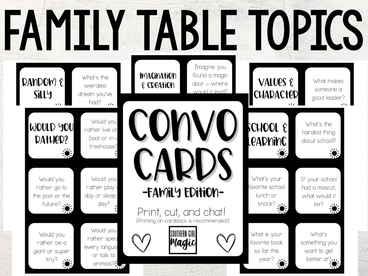100 Printable Family Conversation Cards – Instant Download | Fun Dinner ...