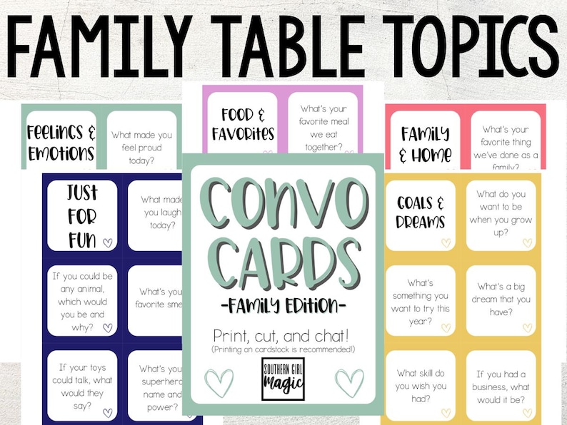 100 Printable Family Conversation Cards – Instant Download | Fun Dinner ...