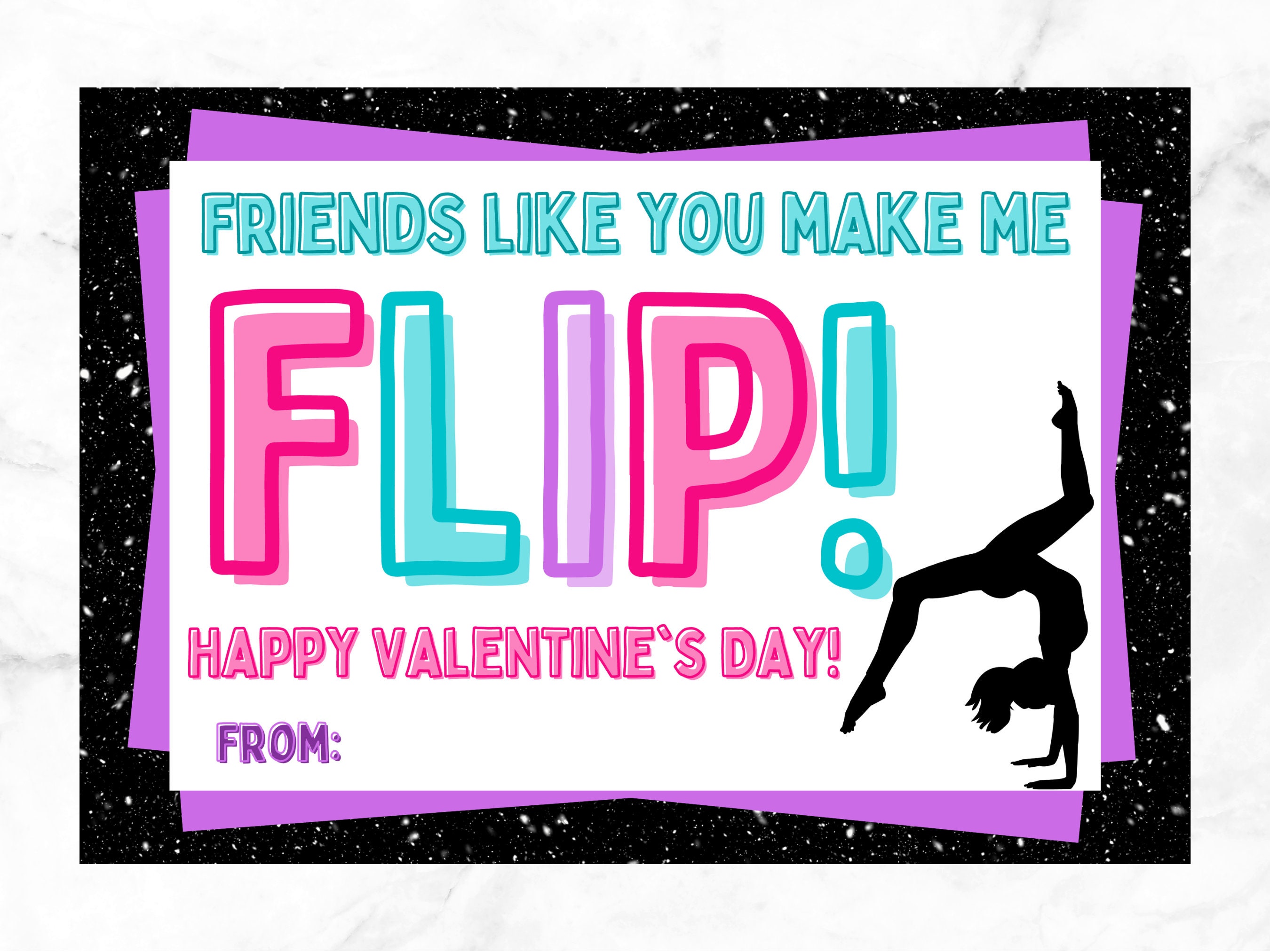 Gymnastics Valentine Cards | Flip Valentine Cards - Etsy
