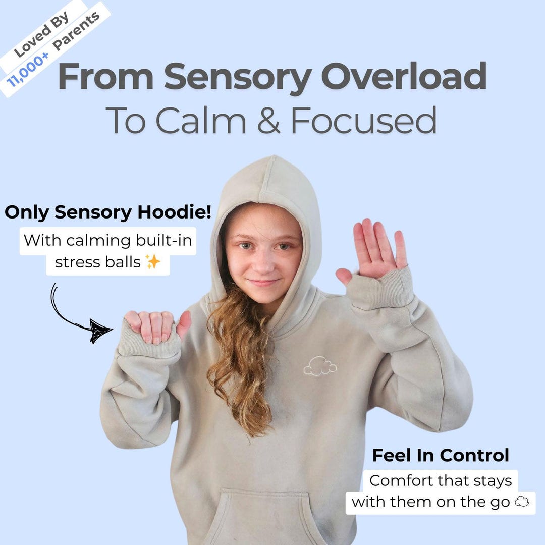 Kids Hoodie With Removable Stress Ball | Sensory-friendly Anxiety ...