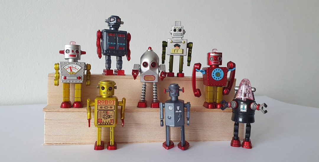 Mini 2 Vintage Retro Robots Figure - Etsy UK
