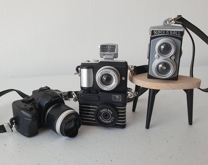 Miniature Mini Retro Vintage Cameras With Strap Also Lights up With ...
