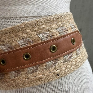 90s Jute Belt, Chunky Arrowhead Buckle With Feathers, Vintage Summer ...